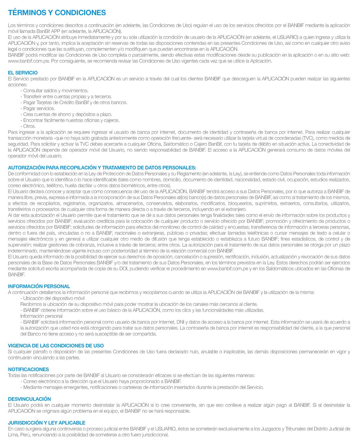 Privacidad BanBif APP